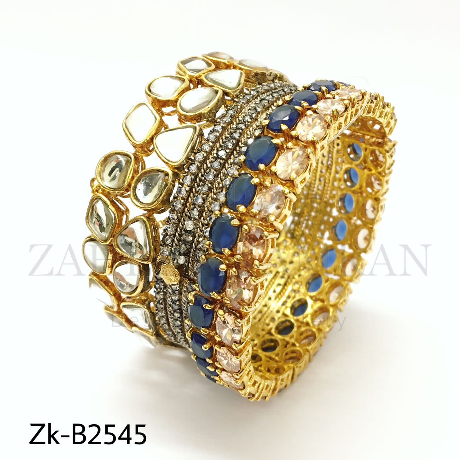 Sapphire kundan bangle – zaheenk.com