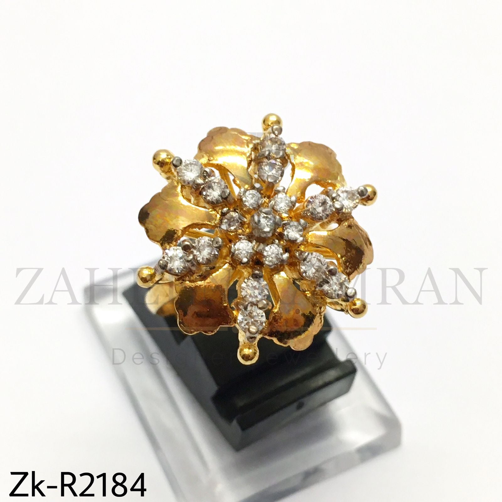 Zirconian Floral Ring – Zaheen Kamran
